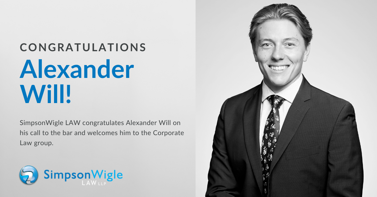 Congratulations Alexander Will! - SimpsonWigle LAW LLP